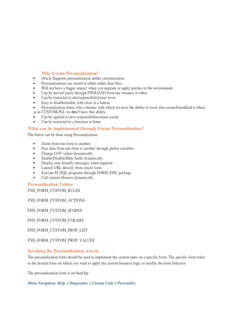 Forms Personalization | PDF | Subroutine | Oracle Database