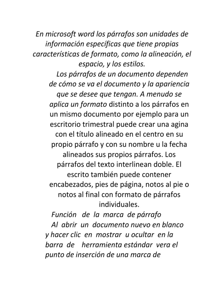 En Microsoft Word Los Párrafos Son Unidades de Información Específicas ...