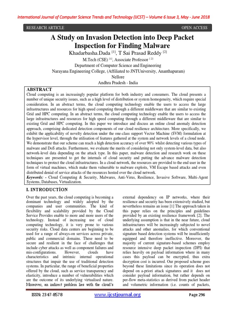 (IJCST-V6I3P36) :khadarbasha - Dada, T Sai Prasad Reddy | PDF | Cloud Computing | Malware