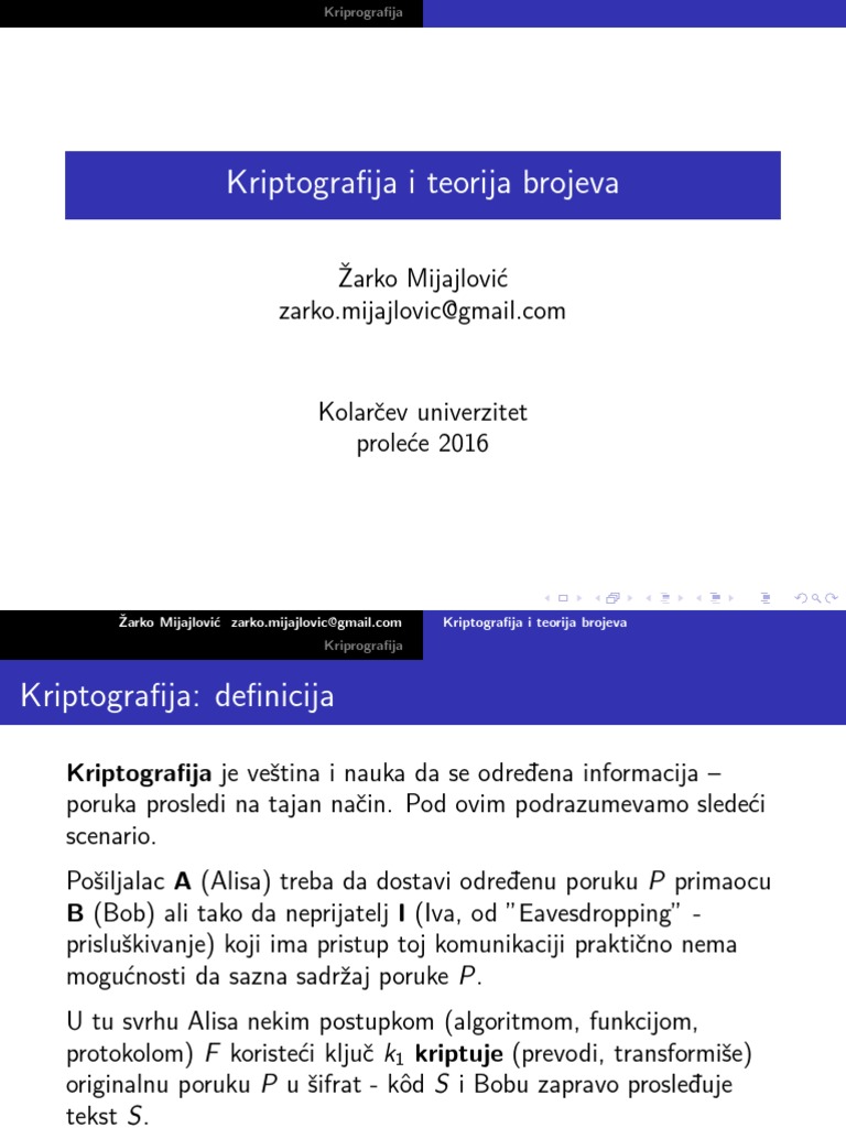 Kriptografija i Teorija Brojeva Prezentacija