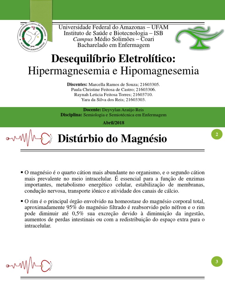Hipermagnesemia e Hipomagnesemia | PDF | Magnésio | Hemodiálise