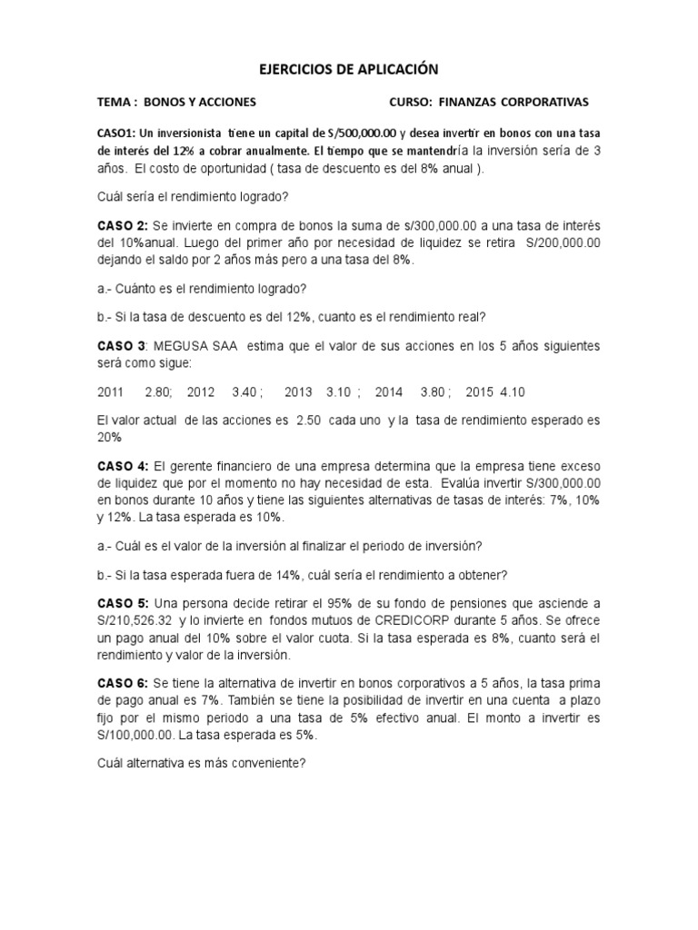 Practica Bonos y Acciones | PDF