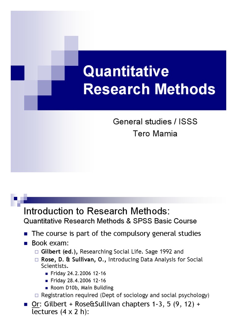 Quantitative Research Methods | PDF | Sampling (Statistics ...