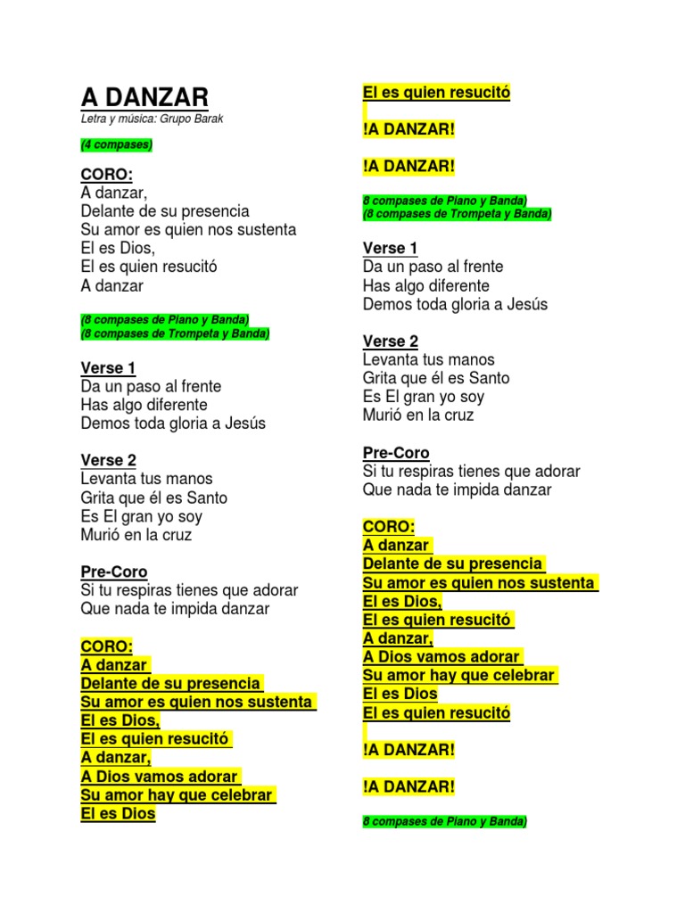 A Danzar Lyrics (Grupo Barak) | PDF | Entretenimiento (general) | Ocio