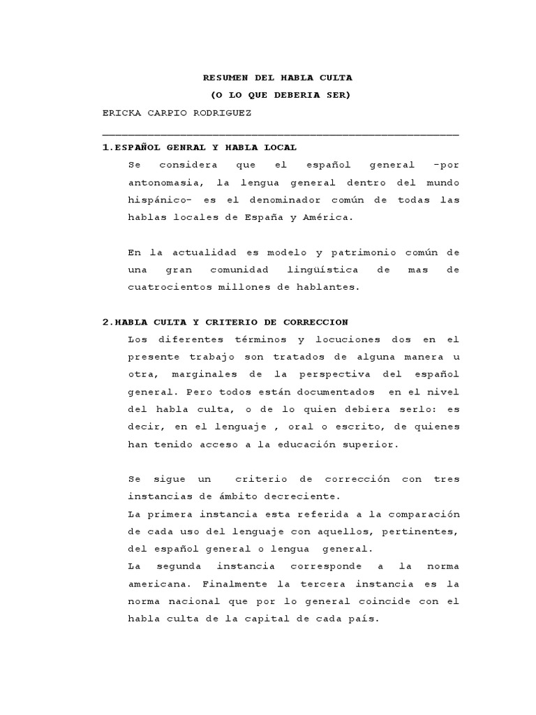 Habla Culta | Lengua española | Lingüística | Prueba gratuita de 30 ...