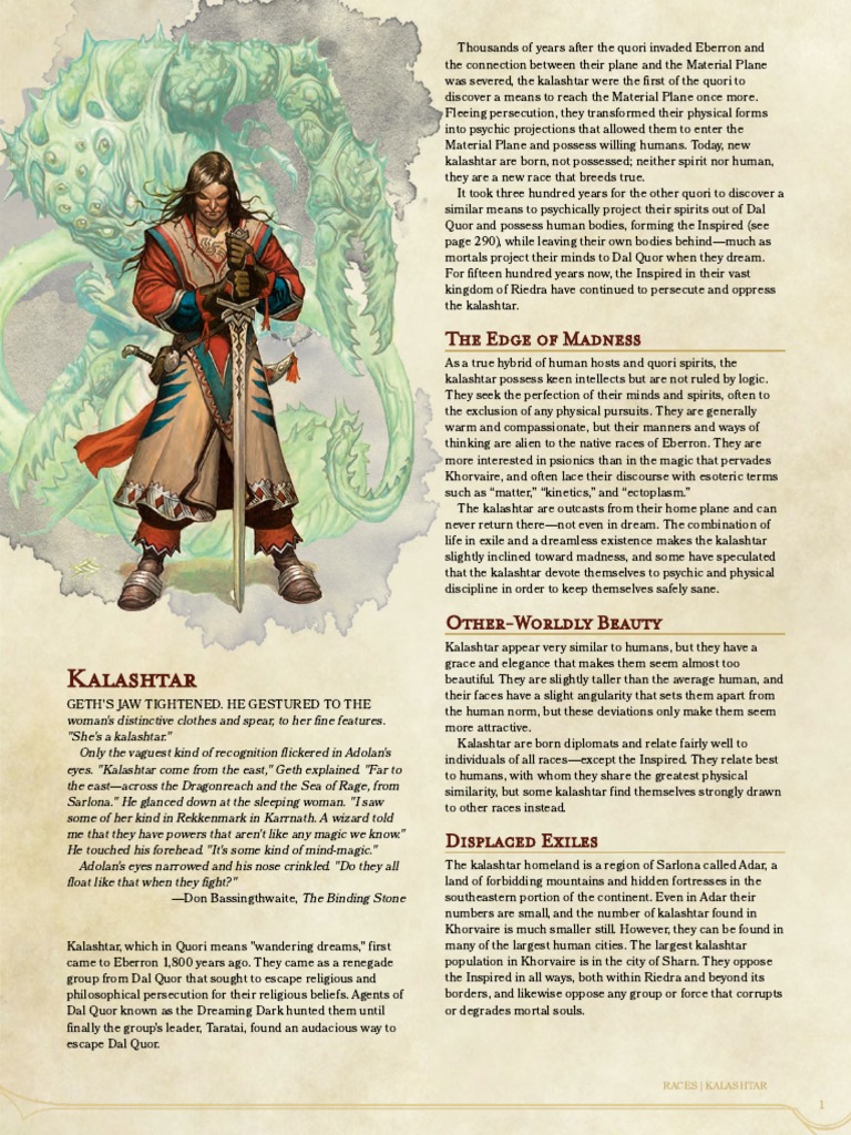 Race Kalashtar | PDF | World Of Eberron