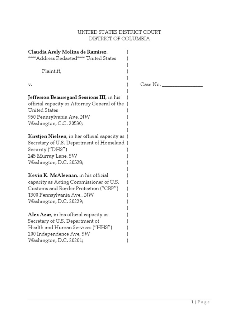 COMPLAINT FOR DECLARATORY RELIEF: Claudia Arely Molina de Ramirez | PDF ...