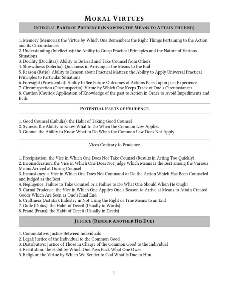 Virtues | PDF | Prudence | Virtue