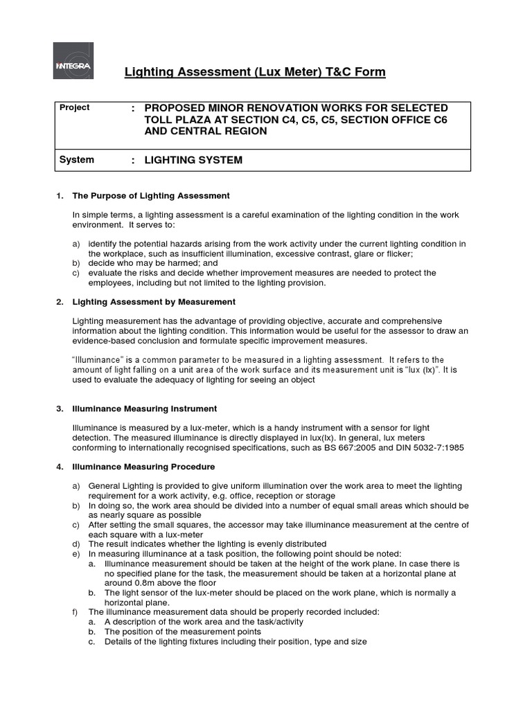 Lighting Assessment Report | PDF | Lighting | Light