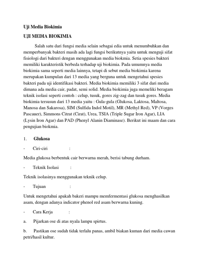 Uji Media Biokimia | PDF