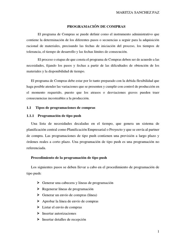 Programacion de Compras | PDF | Planificación | Programación de ...