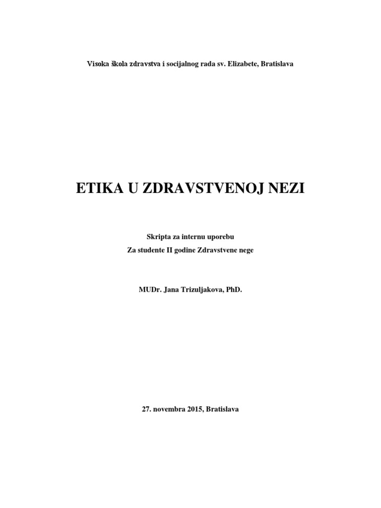 Etika U Zdravstvenoj Nezi Skripta | PDF