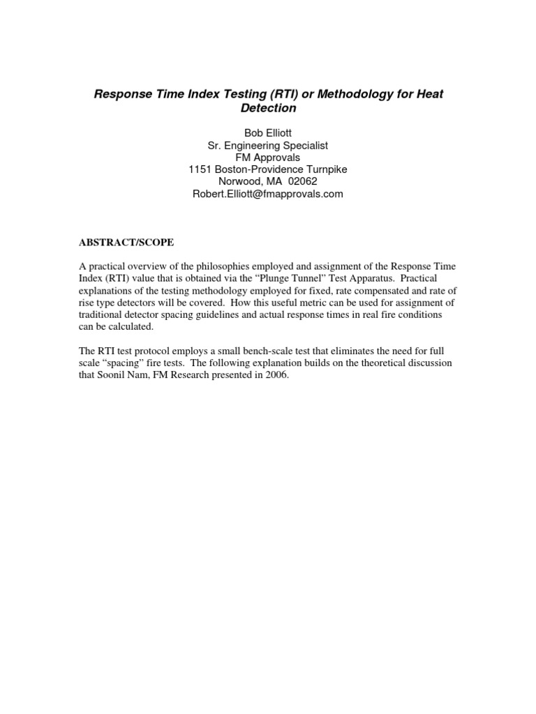 Response Time Index Testing Overview | PDF | Sensor | Temperature