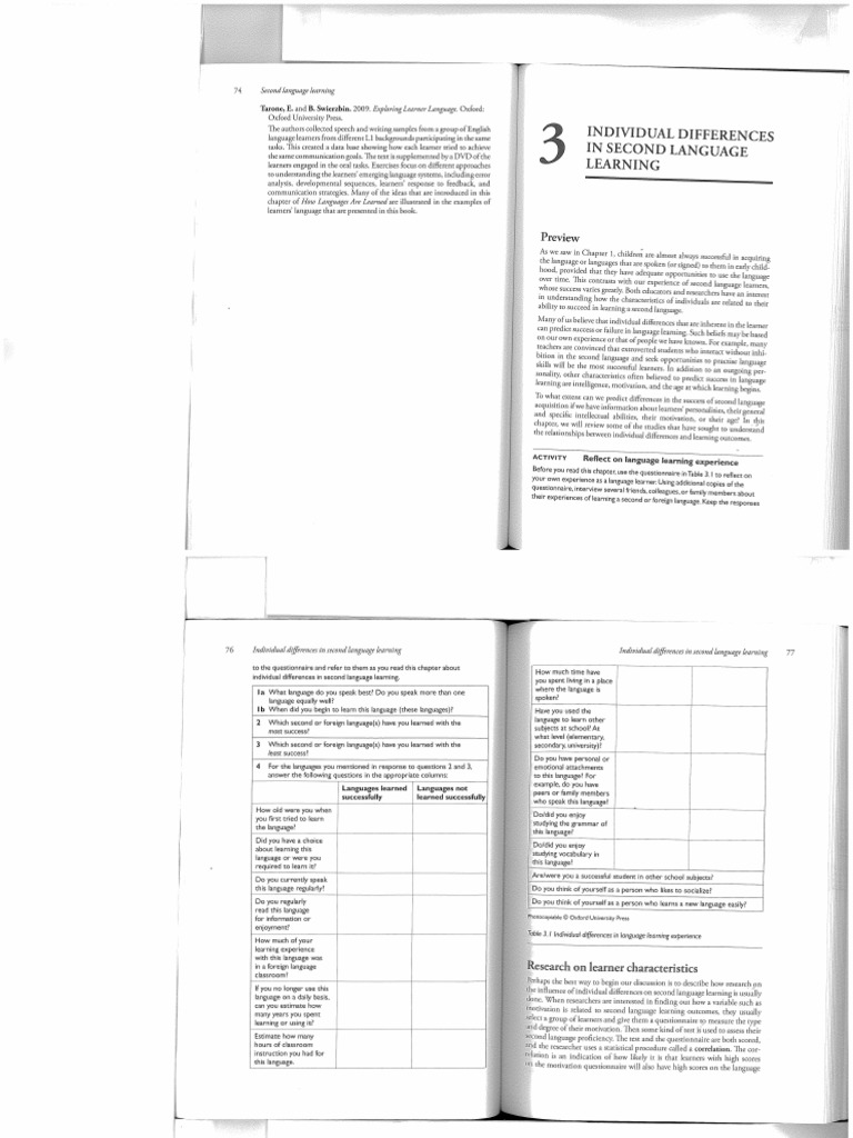 Lightbown and Spada Chapter 3 | PDF