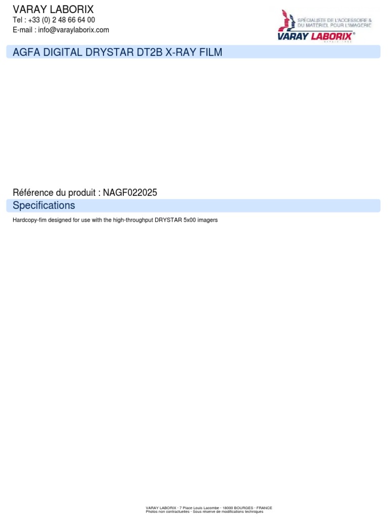 Agfa Digital Drystar DT2B X-Ray Film PDF | PDF