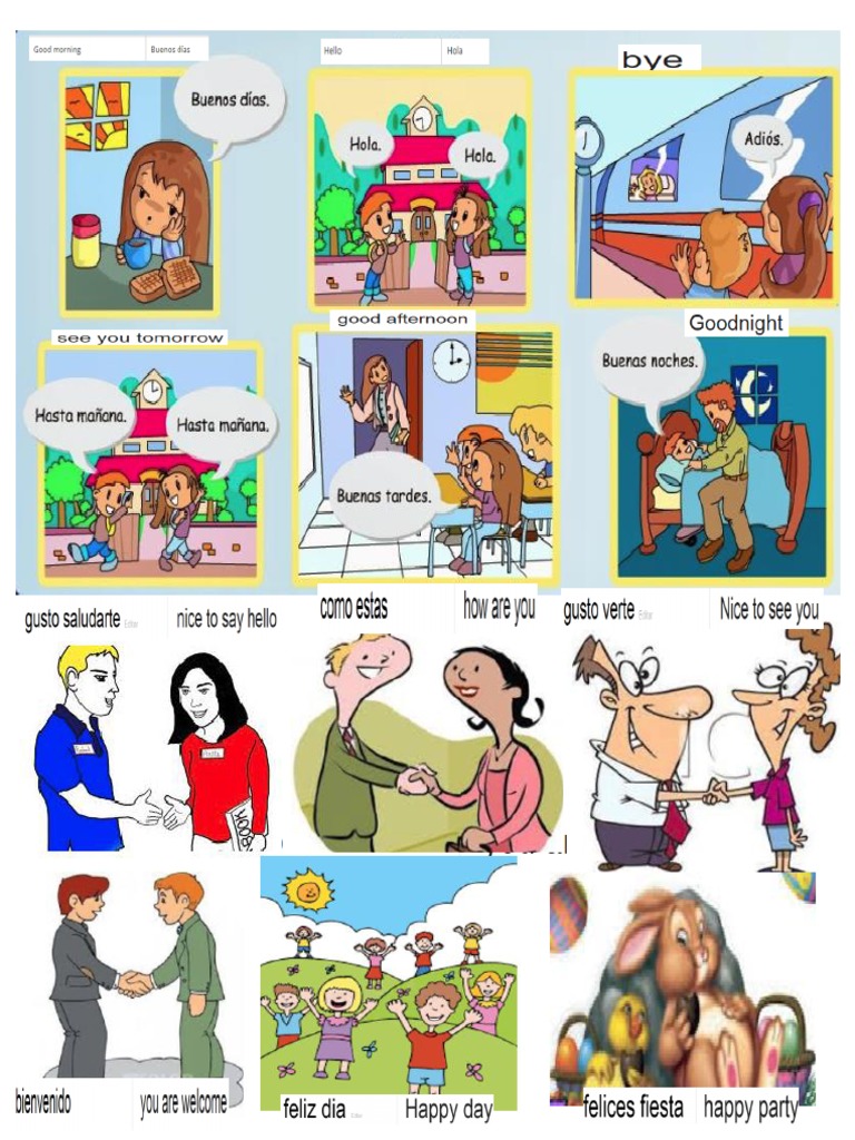 Saludos En Ingles Y Español Con Imagen Pdf