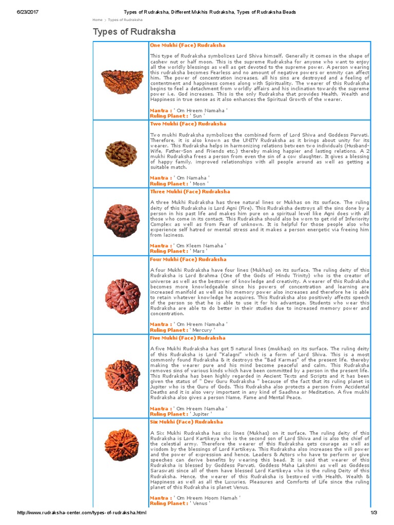 Types of Rudraksha, Different Mukhis Rudraksha, Types of Rudraksha ...
