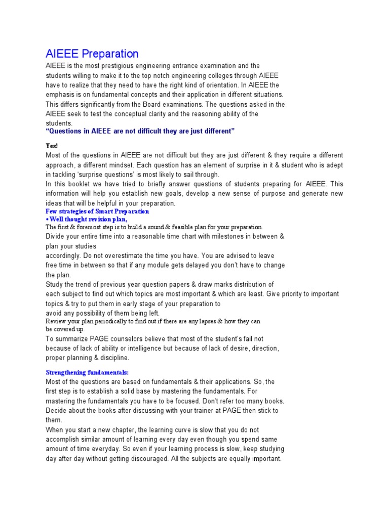 AIEEE Preparation: "Questions in AIEEE Are Not Difficult They Are Just ...