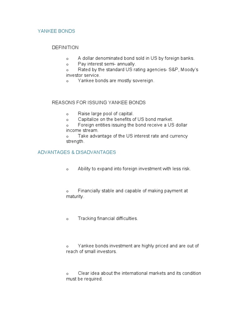 Yankee Bonds: o o o o | PDF | Finance & Money Management | Business