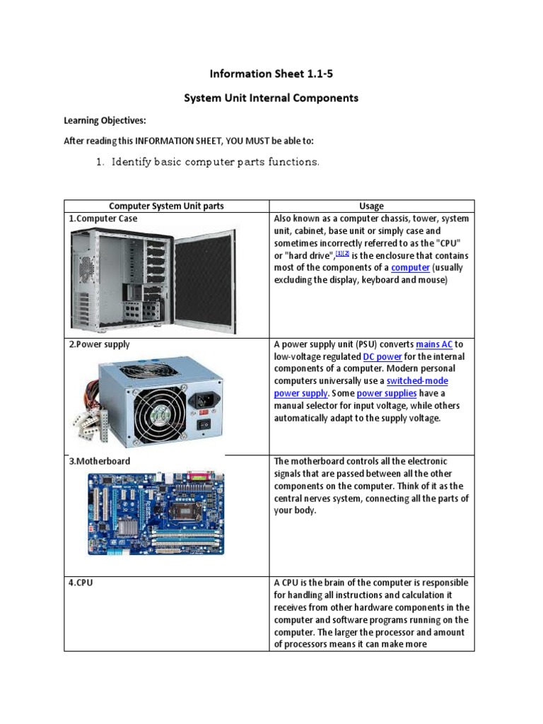 System Unit and Internal Components, Ports at The Back of System Unit | PDF | Disk Storage ...