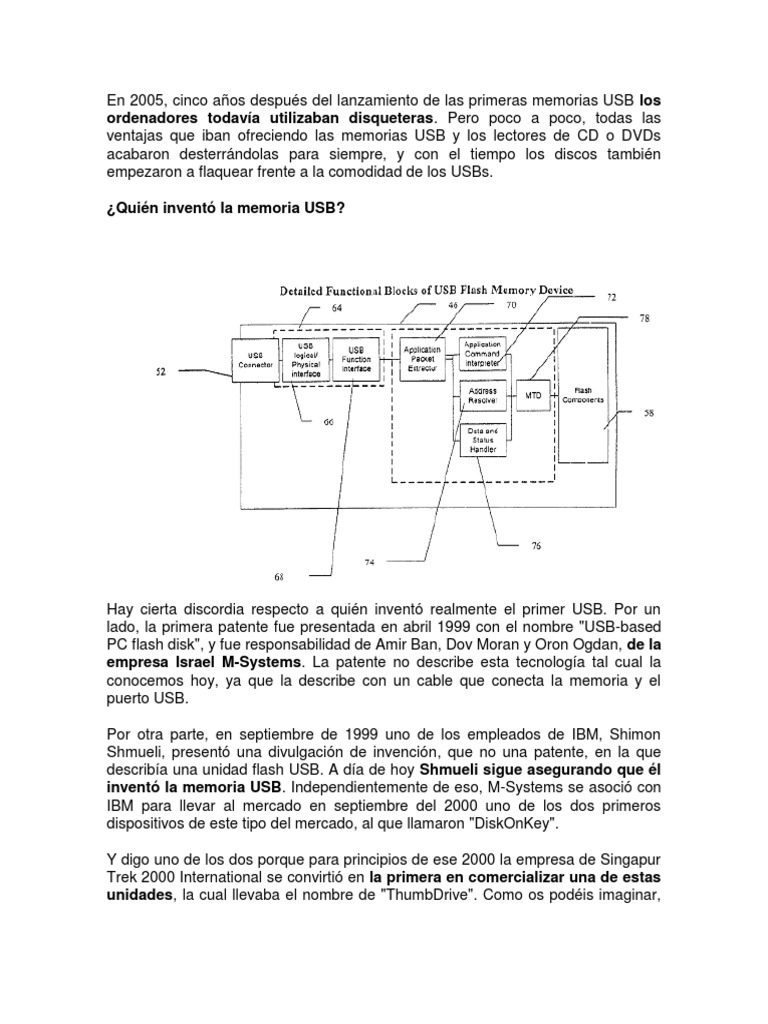 Historia de la Memoria USB y su Inventor | PDF | Memoria USB | Disco ...