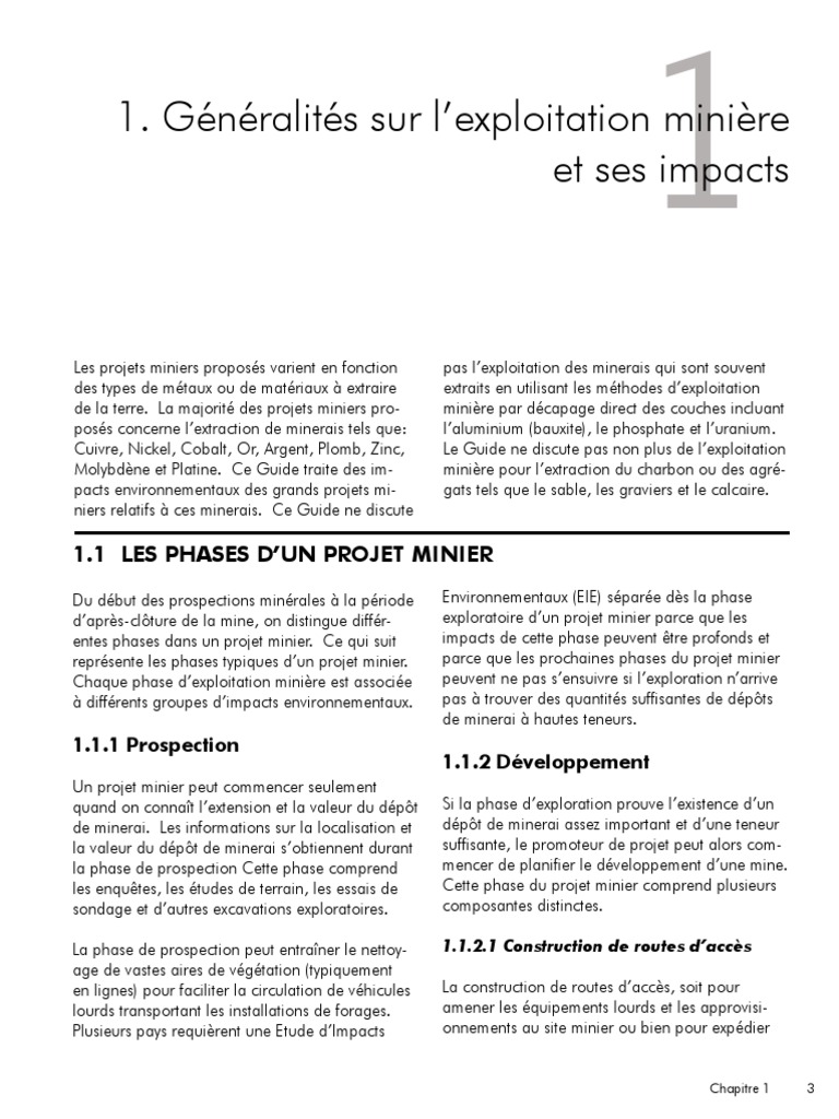 Généralités Sur L'exploitation Minière Et Ses Impacts PDF | PDF ...