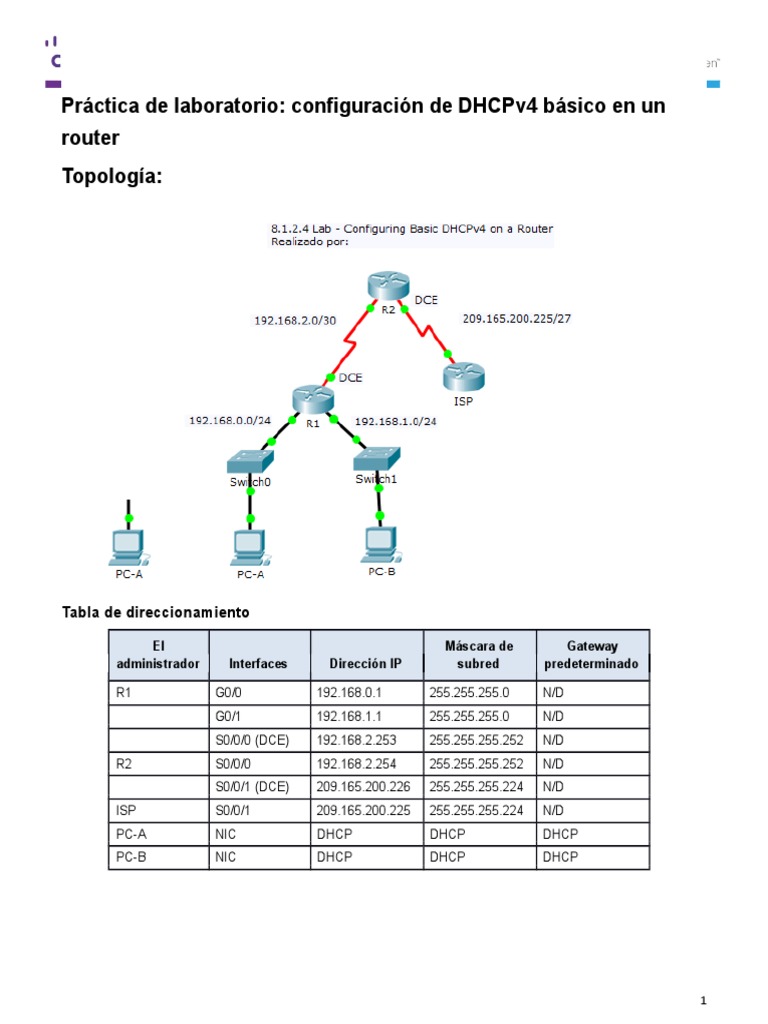 8.1.2.4 Lab - Configuring Basic DHCPv4 On A Router | PDF | Dirección IP | Enrutador (Computación)