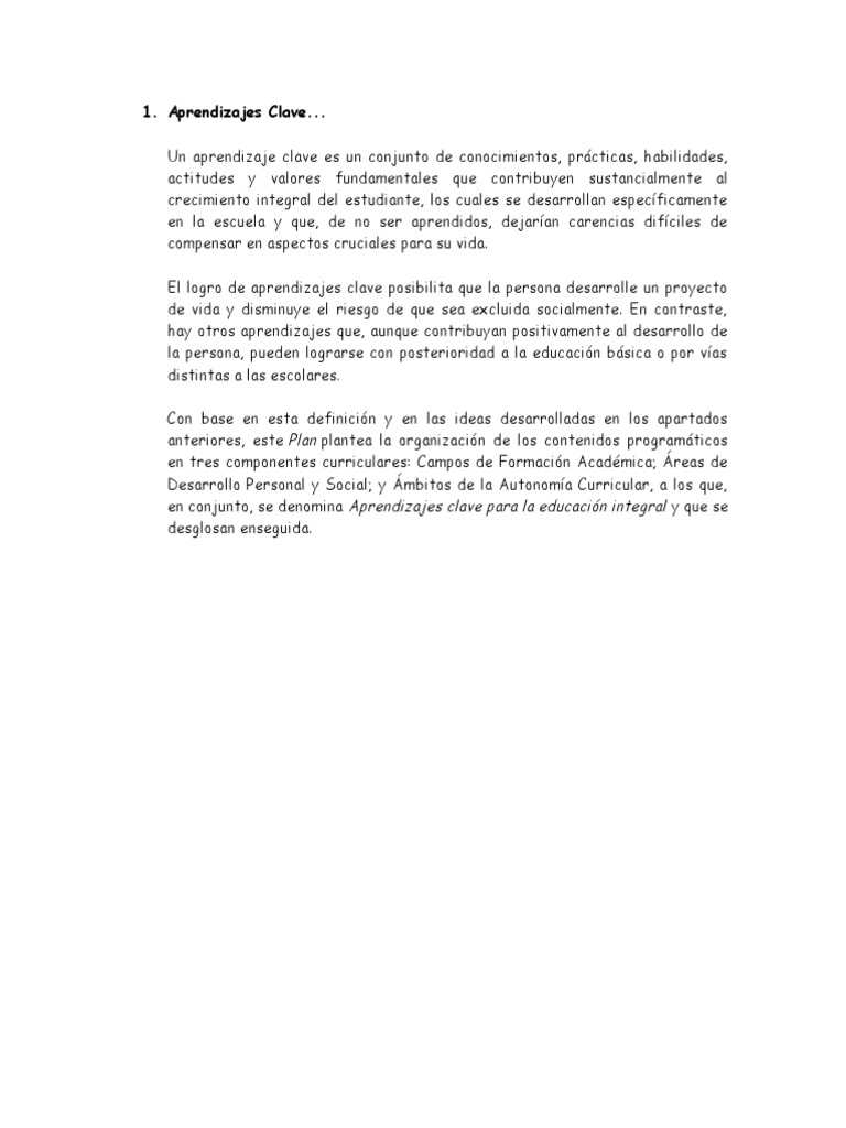 Aprendizajes Clave DEFINICION | PDF