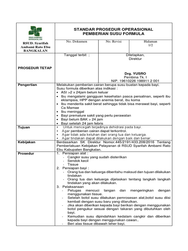 Prosedur Pemberian Susu Formula Bayi | PDF