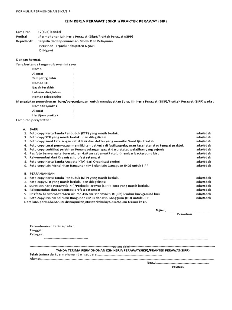 Formulir Permohonan Sikp | PDF