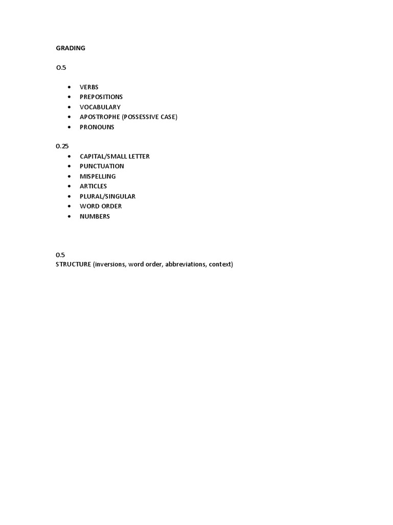 Language Grading Criteria | PDF