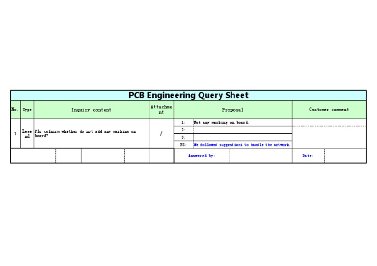 PCB Engineering Query Sheet: Inquiry Content Proposal Attachme NT | PDF