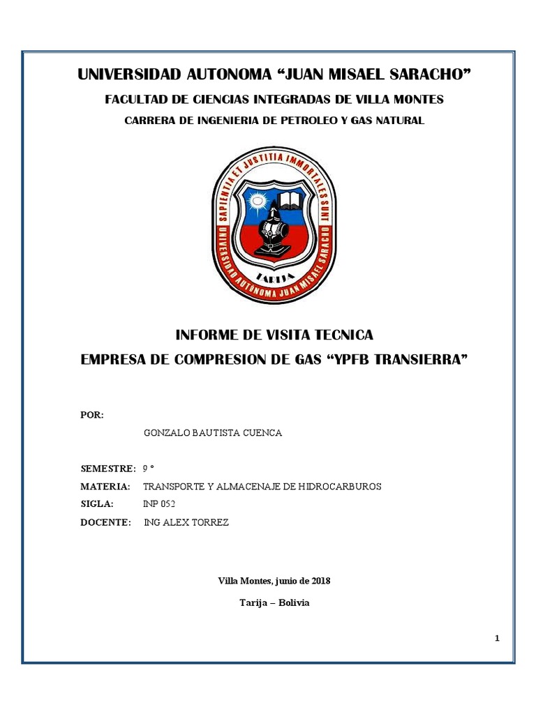 Informe de Visita Tecnica YPFB TRANSIERRA | PDF | Turbocompresor | Scada