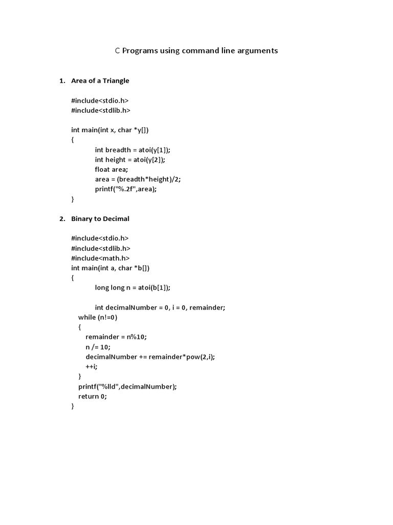 C Programming Using Command Line Arguments Pdf Triangle Geometry Elementary Geometry