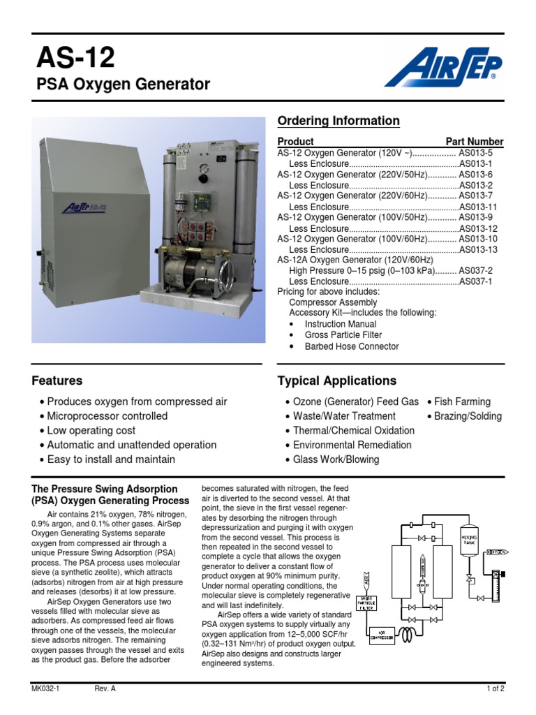 As-12 AirSep | PDF | Oxygen | Gases