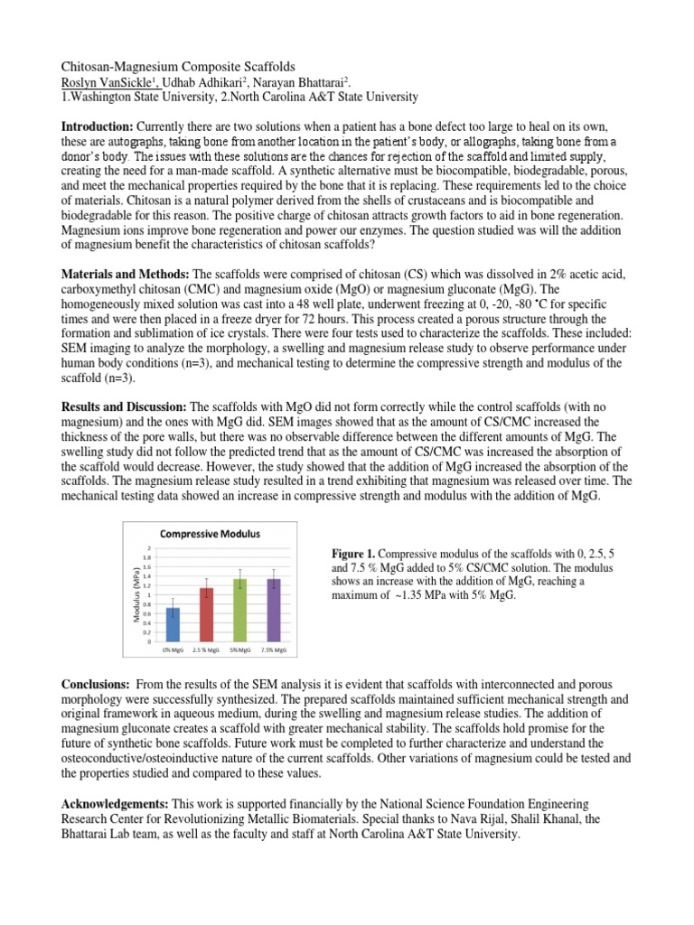 Bmes Abstract Roslyn Vansickle | PDF | Tissue Engineering | Magnesium