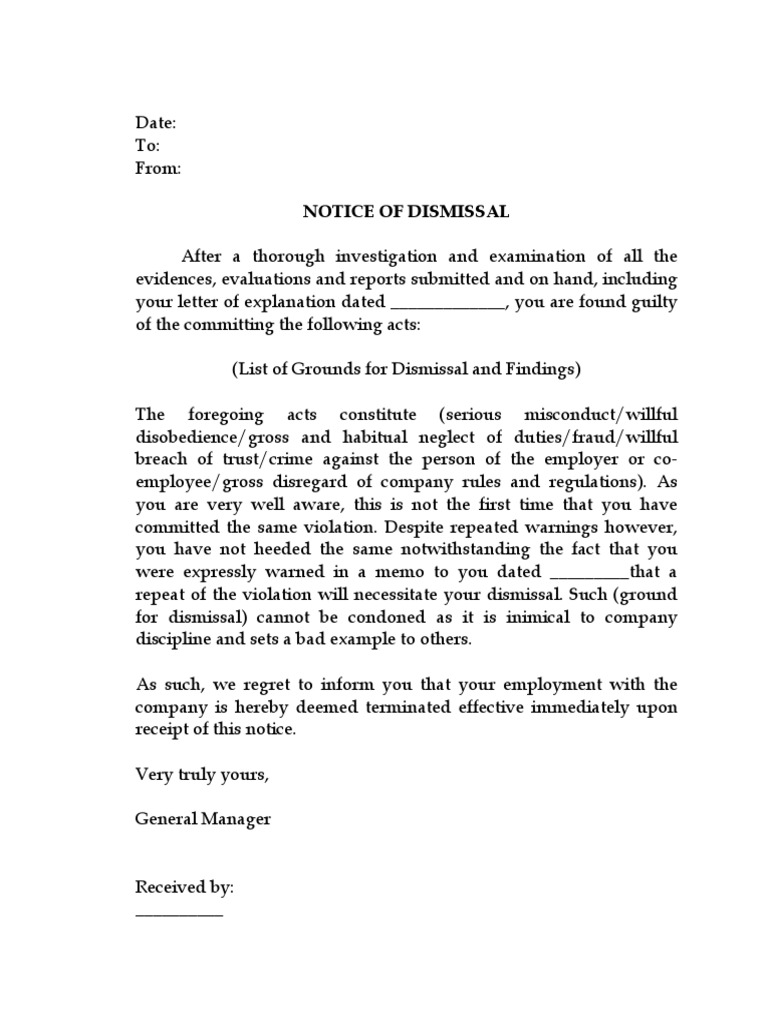 Notice of Dismissal | PDF