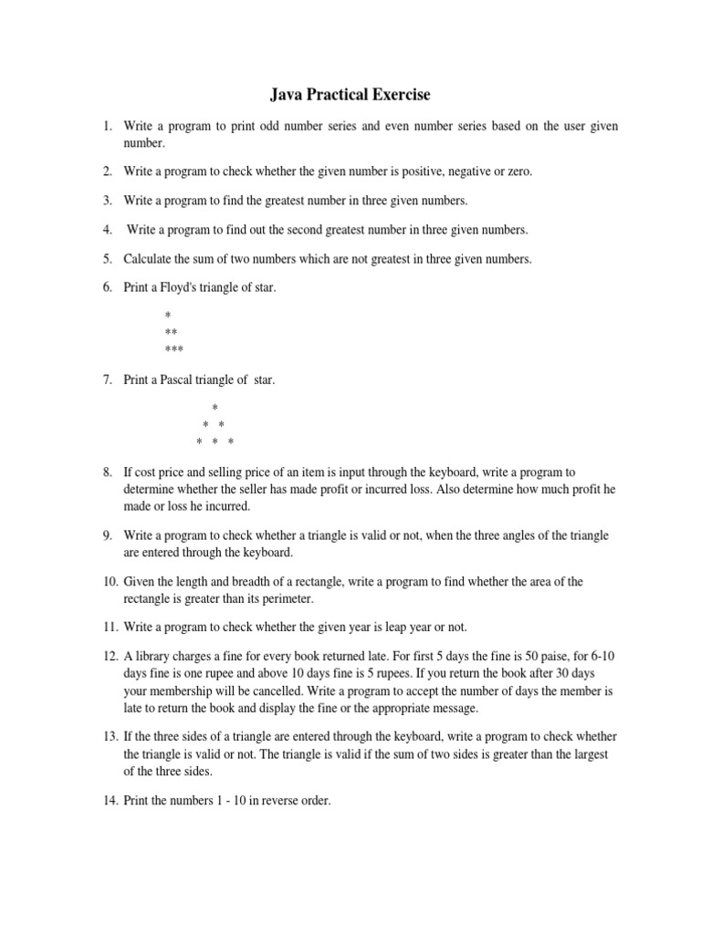 Java Practical Exercise | Download Free PDF | Matrix (Mathematics ...