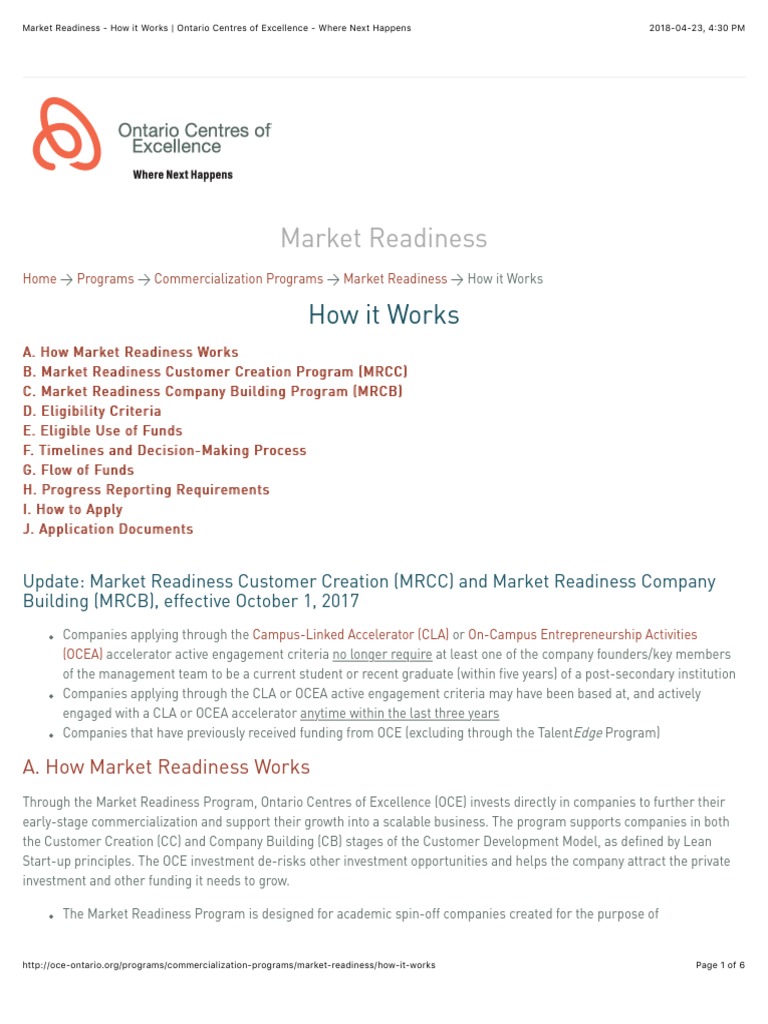 Market Readiness - How It Works Ontario Centres of Excellence - Where ...