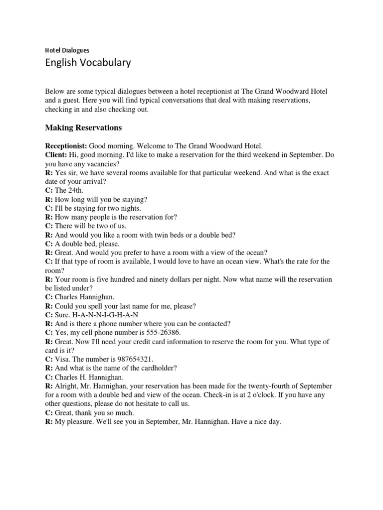 Hotel Guest Dialogues: Conversations Covering the Check-In, Check-Out ...