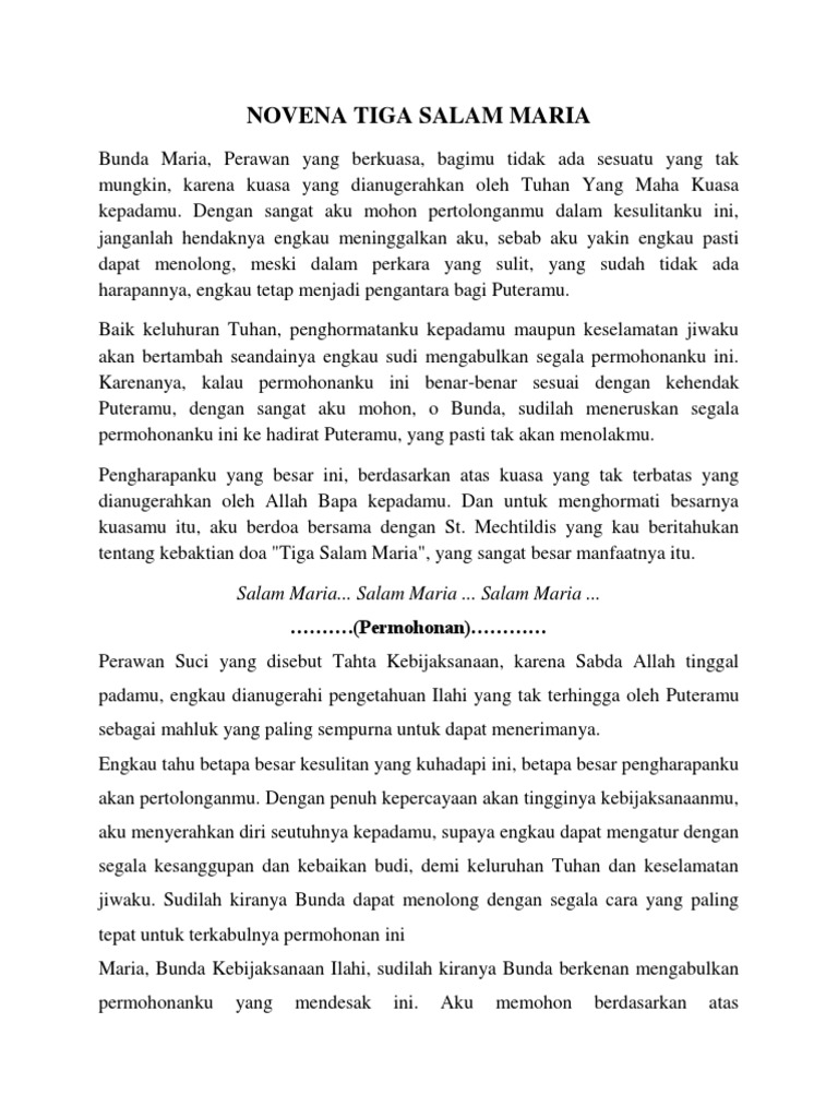 Novena Tiga Salam Maria | PDF