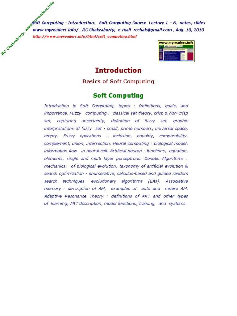 01-Introduction To Soft Computing PDF | PDF | Fuzzy Logic | Logic