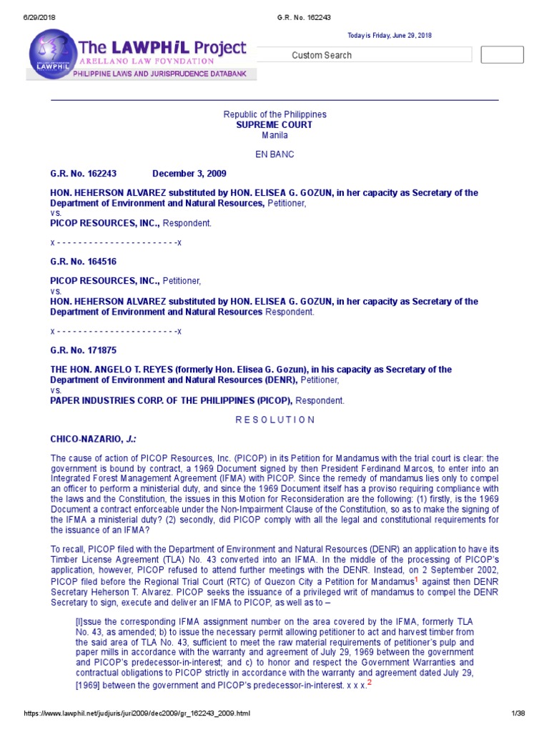 Alvarez v. PICOP | PDF | Mandamus | Social Institutions