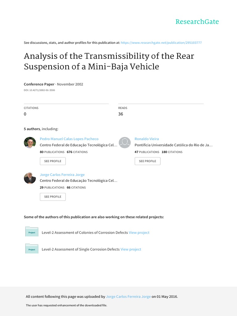 Analysis of The Transmissibility of The Rear Suspension of A Mini-Baja ...
