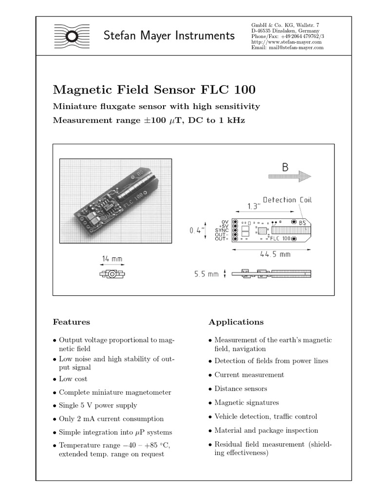 Data Sheet FLC 100 | Magnetometer | Telecommunications Engineering