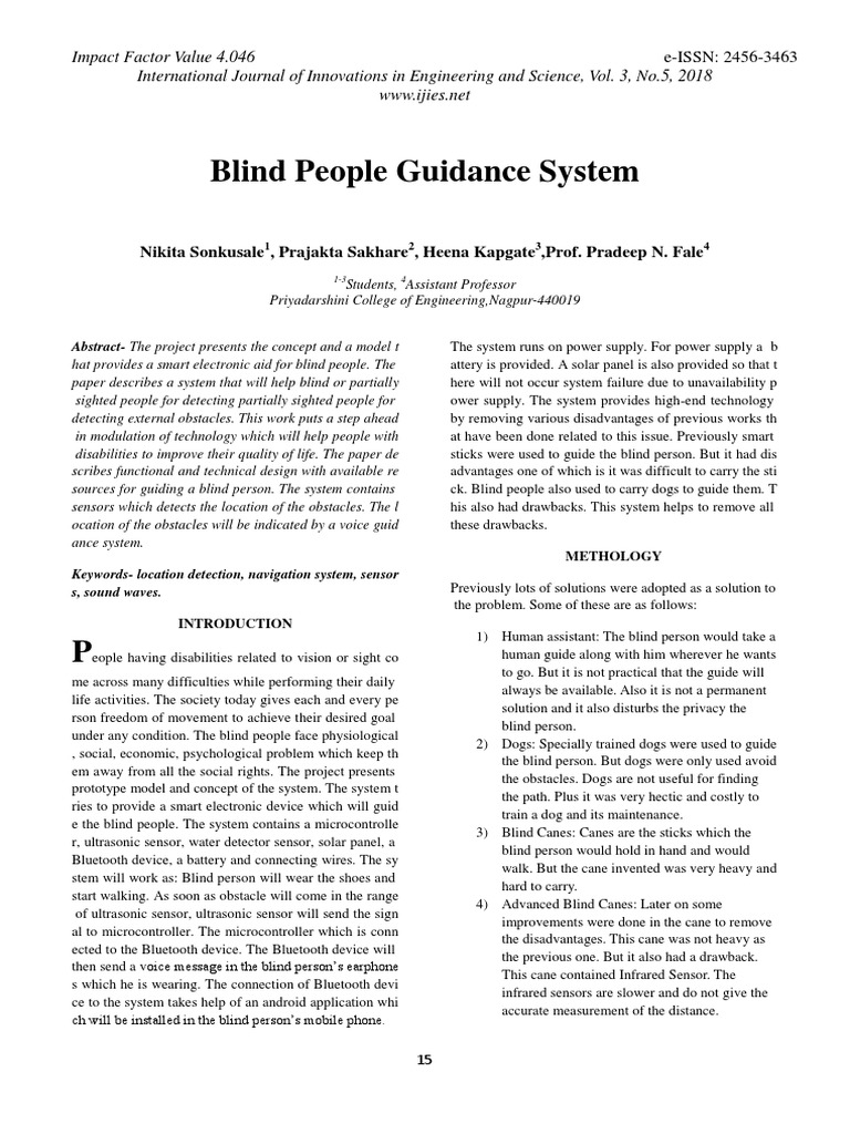 Blind People Guidance System | Visual Impairment | Technology & Engineering