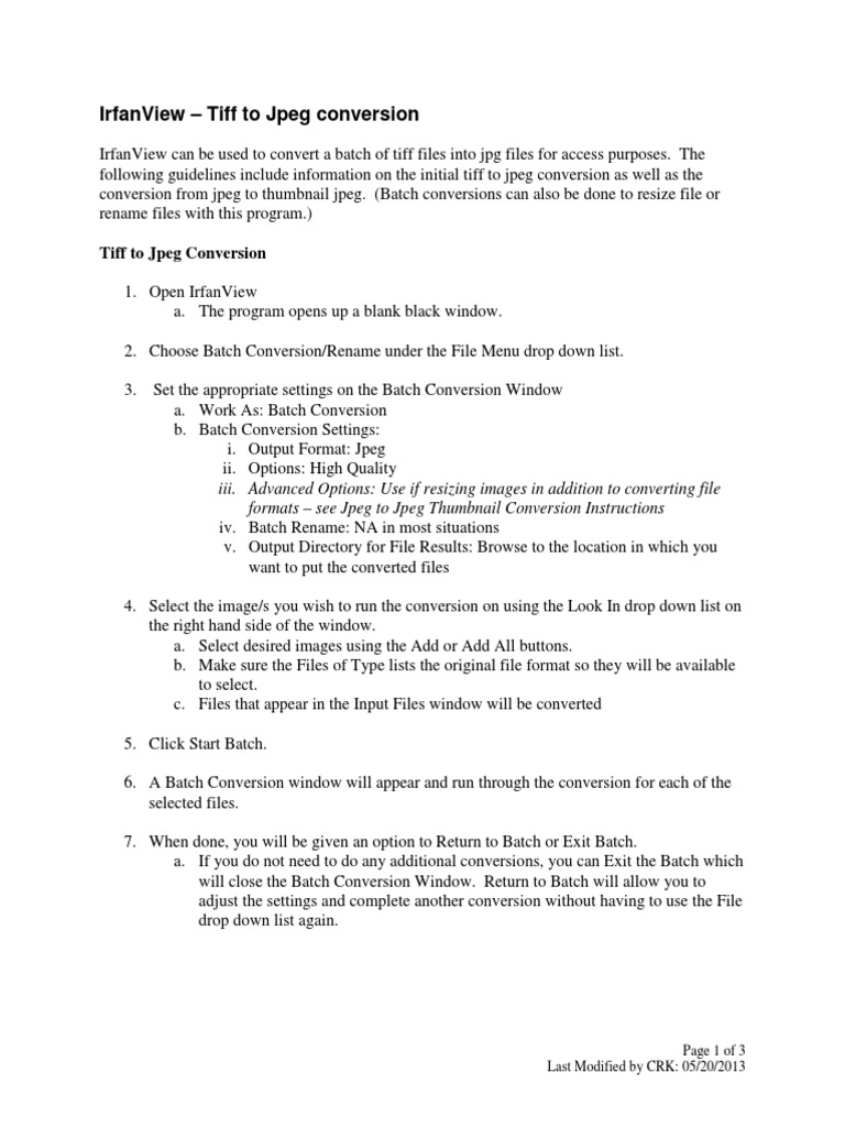IrfanView TiffJpegConversion | PDF | Image Processing | Digital Technology