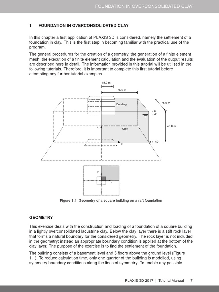 PLAXIS 3D2017 Tutorial Lesson 01 Foundation | PDF | Beam (Structure ...