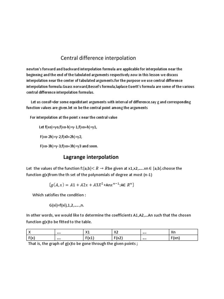 Central Difference Interpolation | Download Free PDF | Interpolation ...