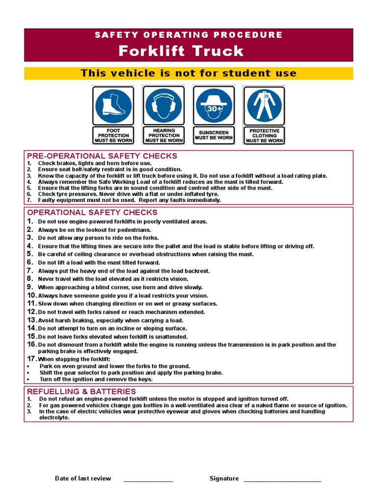 SOP Forklift Truck | Forklift | Elevator